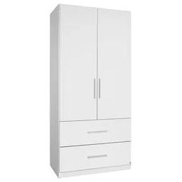 Kleiderschrank Rauch "Dreht&uuml;renschrank Schrank Garderobe W&auml;scheschrank Schlafzimmer ALVOR", wei&szlig; (wei&szlig; uni), B:91cm H:197cm T:54cm, Holzwerkstoff, Schr&auml;nke, Kleiderschrank Dreht&uuml;renschrank, erh&auml;ltlich optional mit Spiegel, 2 gro&szlig;e Schubladen MADE IN GERMANY