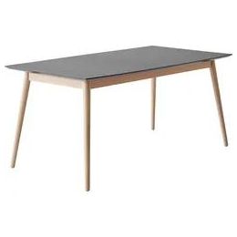 Esstisch HAMMEL FURNITURE "Meza Designtisch mit Auszugsfunktion und 2 Einlegeplatten", schwarz (schwarz, naturfarben), B:165cm H:73,5cm T:90cm, Tischplatte: Schwarzes nanobehandeltes Fenix-Laminat (schwarzer Rand), Gestell: Wei&szlig; pigmentiertes Eiche;Mit nanobehandeltem Laminat, einer matten, seidigen Oberfl&auml;che, die Fingerabdr&uuml;cke abweist und langlebig und hygienisch ist;Mit nanobehandeltem Laminat