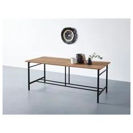 Esstisch Home Affaire "Sare", beige (natur, schwarz, natur), B:200cm H:77cm T:85cm, Tische, Esstisch, mit Echtholzfurnier aus Eiche