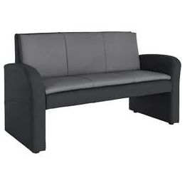 Polsterbank exxpo - SOFA FASHION "Cortado, elegant und zeitlos, bequem", schwarz (schwarz, grau), B:162cm H:89cm T:67cm, Luxus-Microfaser (100% Polyester), Sitzb&auml;nke, Polsterbank, hohe Bodenfreiheit, sch&ouml;ne Detailverarbeitung, wahlweise Lederbezug