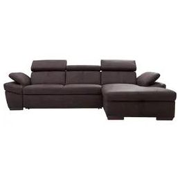 Ecksofa exxpo - SOFA FASHION "Salerno, Funktionssofa, Breite 280cm, hoher Sitzkomfort, L-Form", braun (dunkelbraun), B:280cm H:77cm T:170cm, Microfaser-Primabelle (100% Polyester);NaturLEDER;Kunstleder;Lederfaserstoff;Luxus-Microfaser Lederoptik, Sofas, Ecksofa, inkl. Kopf- und Armteilverstellung, wahlweise mit Bettfunktion
