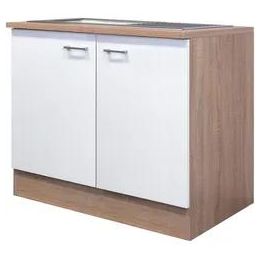 Sp&uuml;lenschrank Flex-Well "Samoa", wei&szlig; (wei&szlig;, sonoma eiche), B:100cm H:85cm T:57cm, Schr&auml;nke, Sp&uuml;lenschrank, (B x H x T) 100 x 85 x 60 cm, inkl. Einbausp&uuml;le
