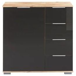 Kombikommode wimex "Easy", grau (plankeneichefarben, grauglas), B:82cm H:83cm T:41cm, Sideboards, Kombikommode