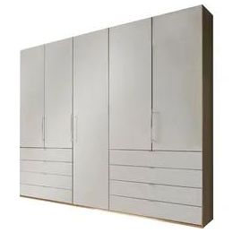 Faltt&uuml;renschrank Wiemann "Loft, Kleiderschrank, Schrank, W&auml;scheschrank, mit Glasfront", beige (bianco, eiche, nachbildung, champagner glas), B:250cm H:216cm T:58cm, Schr&auml;nke, inkl. gep&auml;mpften Schubk&auml;sten und T&uuml;ren, mit Panorama&ouml;ffnung