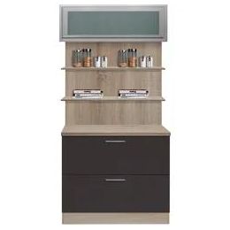 K&uuml;chenbuffet Optifit "Kalmar", grau (anthrazit), B:100cm H:207cm T:60cm, Schr&auml;nke, Breite 100 cm