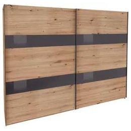 Schwebet&uuml;renschrank wimex "Altona", grau (artisan eiche, grauglas), B:270cm H:208cm T:65cm, Holzwerkstoff, Schr&auml;nke, Schwebet&uuml;renschrank, mit Glaselementen und zus&auml;tzlichen Einlegeb&ouml;den