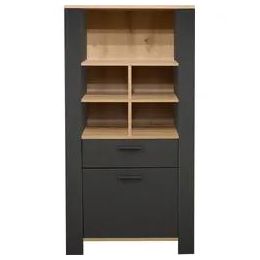 M&auml;usbacher Stauraumschrank M&Auml;USBACHER "Nele", schwarz (anthrazit matt lack, asteiche), B:63cm H:152cm T:44cm, Schr&auml;nke, Stauraumschrank, H&ouml;he 152 cm