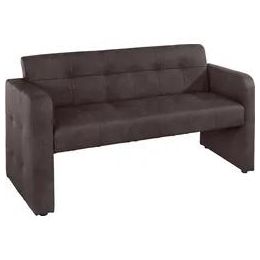 Polsterbank exxpo - SOFA FASHION "Barista K&uuml;chensofa mit Komfortsitzh&ouml;he 49cm", braun (schwarz braun), B:182cm H:82cm T:68cm, Microfaser (Zusammensetzung: 100% Polyester);Lederfaserstoff (Grundgewebe 41% Lederfaser, 39% Polyester, 20% Baumwolle), Sitzb&auml;nke, Polsterbank, tolle Detailverarbeitung, frei im Raum stellbar