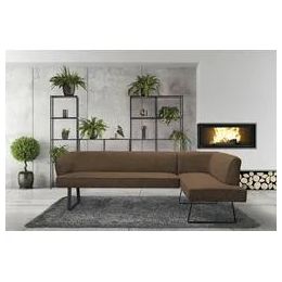 Eckbank exxpo - SOFA FASHION "Americano", braun (cognac), B:270cm H:83cm T:197cm, Sitzb&auml;nke, Eckbank, mit Keder und Metallf&uuml;&szlig;en, Bezug in verschiedenen Qualit&auml;ten