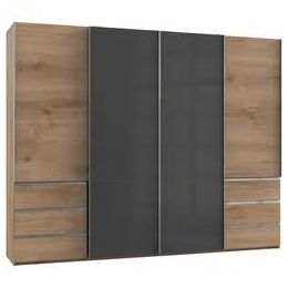 Schwebet&uuml;renschrank wimex "Level by fresh to go", grau (plankeneichefarben, grauglas), B:300cm H:236cm T:65cm, Schr&auml;nke, Schwebet&uuml;renschrank, mit Glast&uuml;ren und Synchron&ouml;ffnung