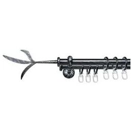 Gardinenstange Liedeco "Esp Zweig" Gr. 3, silber (schwarz, silber), L:200cm &Oslash;:16mm, Metall, Gardinenstangen, 2-l&auml;ufig im Fixma&szlig; &Oslash; 16 mm