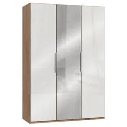 Kleiderschrank wimex "Level by fresh to go", braun (plankeneichefarben, wei&szlig;glas), B:150cm H:216cm T:58cm, Schr&auml;nke, Kleiderschrank Dreht&uuml;renschrank, mit Glas- und Spiegelt&uuml;ren