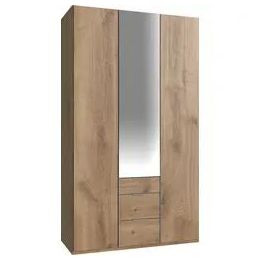 Kleiderschrank wimex "New York", braun (plankeneichefarben, spiegel), B:135cm H:236cm T:58cm, Schr&auml;nke, Kleiderschrank, mit Spiegelt&uuml;r