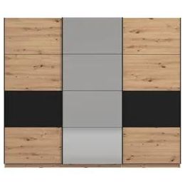Schwebet&uuml;renschrank Inosign "Sardinia, Kleiderschrank mit Spiegel, Made in Europe", braun (artisan eiche, schwarz), B:262,5cm H:224cm T:65,5cm, Holzwerkstoff, Schr&auml;nke, Schwebet&uuml;renschrank, viel Stauraum durch gro&szlig;z&uuml;gige Innenausstattung, 170 oder 262cm breit