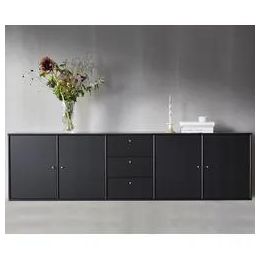Sideboard HAMMEL FURNITURE "Mistral, Hochwertig Schrank, h&auml;ngend/stehend montierbar", schwarz (schwarz gebeizt), B:220cm H:61cm T:42cm, Sideboards, Sideboard, mit T&uuml;ren und Schubladen, B: 220 cm, anpassungsbar Designm&ouml;bel