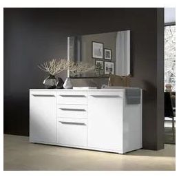 Kommode OTTO HOME "Piano", wei&szlig; (wei&szlig; hochglanz), B:150cm H:84,6cm T:45,2cm, Holzwerkstoff, Sideboards, Kommode, Hochglanz UV lackiert, Soft-Close Funktion