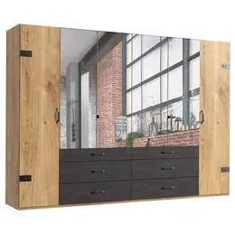 Kleiderschrank wimex "Detroit by fresh to go", beige (raw steel, metall), B:300cm H:218cm T:58cm, Schr&auml;nke, Kleiderschrank Dreht&uuml;renschrank