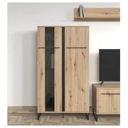 Highboard Inosign "Sardinia", schwarz (artisan eiche, schwarz), B:84,5cm H:153,5cm T:35cm, Holzwerkstoff, Sideboards, Highboard, Vitrine, Breite 84 cm