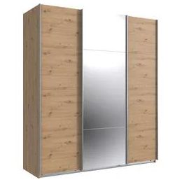 Schwebet&uuml;renschrank wimex "Norderstedt", braun (artisan eiche nachbildung, spiegel), B:180cm H:210cm T:64cm, Schr&auml;nke, Schwebet&uuml;renschrank, INKLUSIVE 2 Stoffboxen und 2 zus&auml;tzliche Einlegeb&ouml;den, mit Spiegel