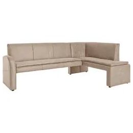 Eckbank exxpo - SOFA FASHION "Cortado, elegant und modern mit hohem Sitzkomfort", beige, B:157cm H:89cm T:244cm, Luxus-Microfaser (100% Polyester), Sitzb&auml;nke, Eckbank, hohe Bodenfreiheit, sch&ouml;ne Detailverarbeitung, wahlweise Lederbezug