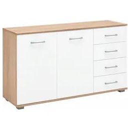Kombikommode Priess "Barcelona mit 4 Schubk&auml;sten und T&uuml;r in 6 Farben", wei&szlig; (struktureichefarben hell, wei&szlig;), B:123cm H:71cm T:38cm, Holzwerkstoff, Sideboards, Kombikommode