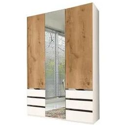 Kleiderschrank wimex "Level by fresh to go", wei&szlig; (wei&szlig;, plankeneichefarben), B:150cm H:216cm T:58cm, Schr&auml;nke, Kleiderschrank, mit Spiegelt&uuml;ren und Schubladen