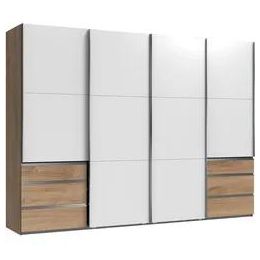 Schwebet&uuml;renschrank wimex "Level by fresh to go", wei&szlig; (plankeneichefarben, wei&szlig;), B:300cm H:216cm T:65cm, Schr&auml;nke, Schwebet&uuml;renschrank, mit Synchron&ouml;ffnung