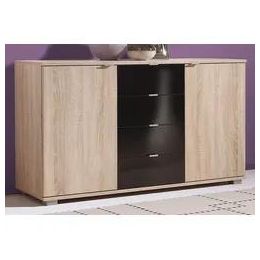 Sideboard Priess, schwarz (eichefarben, schwarz), B:123cm H:71cm T:38cm, Sideboards, Sideboard, Breite 123 cm