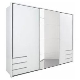 Schwebet&uuml;renschrank wimex "Seattle", wei&szlig; (wei&szlig;, spiegel), B:270cm H:208cm T:64cm, Schr&auml;nke, Schwebet&uuml;renschrank, mit Schubladen und Spiegel
