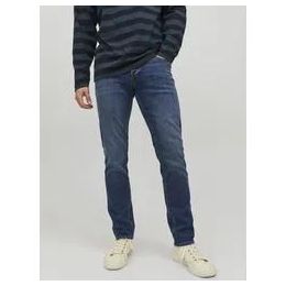 Jack & Jones Slim-fit-Jeans JACK & JONES "JJIGLENN &ndash; Jeans mit Stretch und figurbetonter Silhouette", Herren, Gr. 30, L&auml;nge 32, blau (blaudenim), Denim/Jeans, Obermaterial: 86% Baumwolle, 12% Polyester, 2% Elasthan, schmal lang, Jeans Slim-fit-Jeans, Used, modisch, slim fit, Denim/Jeans