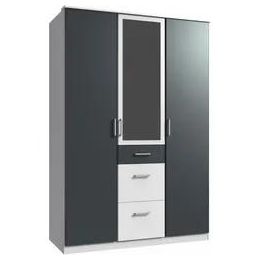 Kleiderschrank wimex "Click", wei&szlig; (wei&szlig;, graphit), B:135cm H:199cm T:58cm, Schr&auml;nke, Kleiderschrank Dreht&uuml;renschrank, mit Spiegel