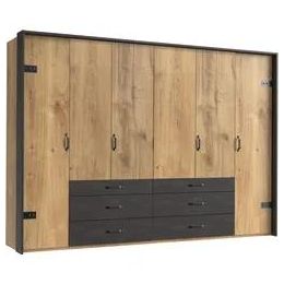 Kleiderschrank wimex "Detroit by fresh to go", beige (raw steel, metall), B:300cm H:218cm T:58cm, Schr&auml;nke, Kleiderschrank