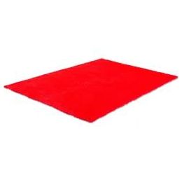 Hochflor-Teppich Tom Tailor HOME "Soft" Gr. 31, rot, B:65cm H:35mm L:135cm, Kunstfaser, Teppiche, handgetuftet, Uni-Farben, super weich und flauschig