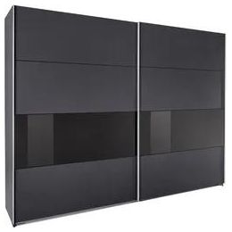 Schwebet&uuml;renschrank wimex "Bramfeld TOPSELLER Kleiderschrank", schwarz (graphit, absetzung schwarzglas), B:270cm H:208cm T:64cm, Schr&auml;nke, Schwebet&uuml;renschrank, mit Glaselementen und zus&auml;tzlichen Einlegeb&ouml;den