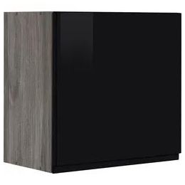 H&auml;ngeschrank KOCHSTATION "KS-Virginia", schwarz (schwarz hochglanz), B:60cm H:57cm T:34cm, Holzwerkstoff, Schr&auml;nke, H&auml;ngeschrank, 57 cm hoch, 60 cm breit, 1 T&uuml;r, Einlegeboden, hochwertige MDF-Fronten