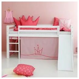 Hochbett Hoppekids "&laquo;Princess&raquo;", wei&szlig; (wei&szlig;, pale rose, wei&szlig;, wei&szlig;), B:101cm H:9cm L:208cm, Bett: 100% Massivholz, Nordische Kiefer;Rutsche: MDF;Vorhang: 100% Baumwolle;Matratze: Waterlily-Schaum mit vertikalen L&uuml;ftungsschlitzen;Matratzenbezug: 23% Bambus, 77% Polyester, gesteppt mit Thermowolle, Hochbetten, Hochbett, Rutsche & Vorhang Rosa und viel Auswahl