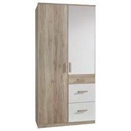 Kleiderschrank wimex "Bergamo", wei&szlig; (san remo eiche nb, alpinwei&szlig;), B:90cm H:199cm T:58cm, Schr&auml;nke, Kleiderschrank, 2-t&uuml;rig