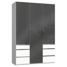 Kleiderschrank wimex "Level by fresh to go", wei&szlig; (wei&szlig;, grauglas), B:150cm H:216cm T:58cm, Schr&auml;nke, Kleiderschrank Dreht&uuml;renschrank, mit vollfl&auml;chigen Glast&uuml;ren