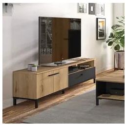 Lowboard GAMI "Trust", braun (eiche helvezia), B:160cm H:47cm T:40cm, Sideboards, TV-Sideboard, mit einer Schublade