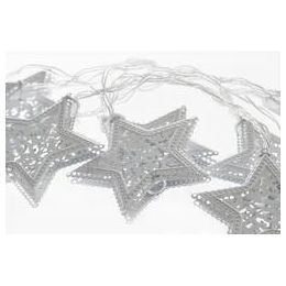 Dekoobjekt "Weihnachtsdeko", silber (silberfarben), MyFlair M&Ouml;BEL & ACCESSOIRES, Dekofiguren, LED-Lichterkette mit Sternen, mit 10 LEDs, L&auml;nge ca. 200 cm