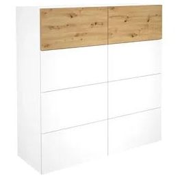 Kommode FMD "Belm", wei&szlig; (brillantwei&szlig;, artisan eiche), B:108,9cm H:115cm T:41,7cm, Sideboards, Kommode, Breite 109 cm