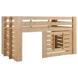 Kinderbett Home Affaire "Oliver", beige (kiefer farbe oak), B:97,2cm H:114,5cm L:214,4cm, Betten, Kinderbett, Jugendbett, Hausbett