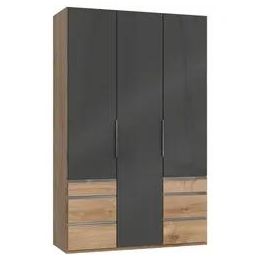 Kleiderschrank wimex "Level by fresh to go", grau (plankeneichefarben, grauglas), B:150cm H:236cm T:58cm, Schr&auml;nke, Kleiderschrank Dreht&uuml;renschrank, mit vollfl&auml;chigen Glast&uuml;ren