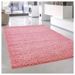 Hochflor-Teppich Carpet City "Pastell Shaggy300" Gr. 8, pink, B:300cm H:30mm L:400cm, Kunstfaser, Teppiche, Shaggy Hochflor Teppich, Uni Farben, Weich