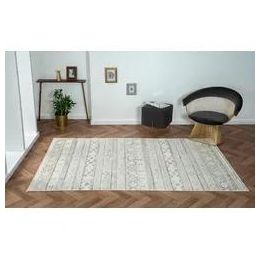 Teppich "My Nomady, LAGERR&Auml;UMUNG", beige (creme, hellgrau, altgoldfarben), B:160cm H:10mm L:230cm, Polyester, MyFlair M&Ouml;BEL & ACCESSOIRES, Teppiche, Teppich, Kurzflor, Scandi-Design, besonders weich durch Microfaser, mit Fransen