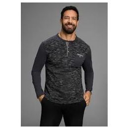 Longsleeve Arizona, Herren, Gr. L (52/54), grau (anthrazit), Single Jersey, Obermaterial: 100% Baumwolle, meliert, regular fit, Rundhals, Shirts, Langarm, melierte Optik, Rundhalsausschnitt mit Knopfleiste