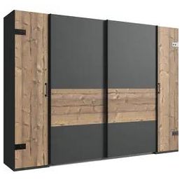 Kleiderschrank wimex "Stockholm, rustikale Optik im Industrial Design, Made in Germany", braun (graphitfarben, edeltannenfarben), B:270cm H:210cm T:65cm, Schr&auml;nke, Kleiderschrank, 270x65x210cm, viel Stauraum durch 2 Kleiderstangen und 10 Einlegeb&ouml;den