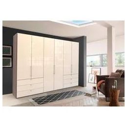 Faltt&uuml;renschrank Wiemann "Loft, Kleiderschrank, Schrank, W&auml;scheschrank, mit Glasfront", beige (tr&uuml;ffeleichefarben, magnolie glas), B:300cm H:216cm T:58cm, Schr&auml;nke, inkl. gep&auml;mpften Schubk&auml;sten und T&uuml;ren, mit Panorama&ouml;ffnung