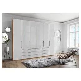 Kleiderschrank Wiemann "Monaco", braun (bianco, eiche, nachbildung, glas wei&szlig;), B:295,3cm H:216cm T:58cm, Floatglas, Holzwerkstoff, Schr&auml;nke, Kleiderschrank, mit Glasfront sowie hochwertige Beschl&auml;ge inkl. D&auml;mpfung