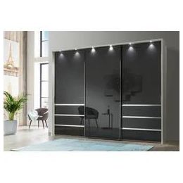 Schwebet&uuml;renschrank Wiemann "Malibu, stilvolles Design, Made in Germany", wei&szlig; (wei&szlig;, graphitglas), B:300cm H:217cm T:67cm, Schr&auml;nke, Schwebet&uuml;renschrank, mit Glasfront, in verschiedenen Breiten, Schubladen mit Selbsteinzug